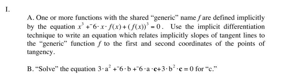 Solved I. A. One or more functions with the shared “generic" | Chegg.com