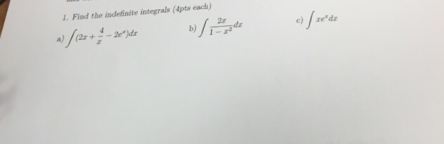 Solved Find the indefinite integrals integral (2x + 4/x - | Chegg.com