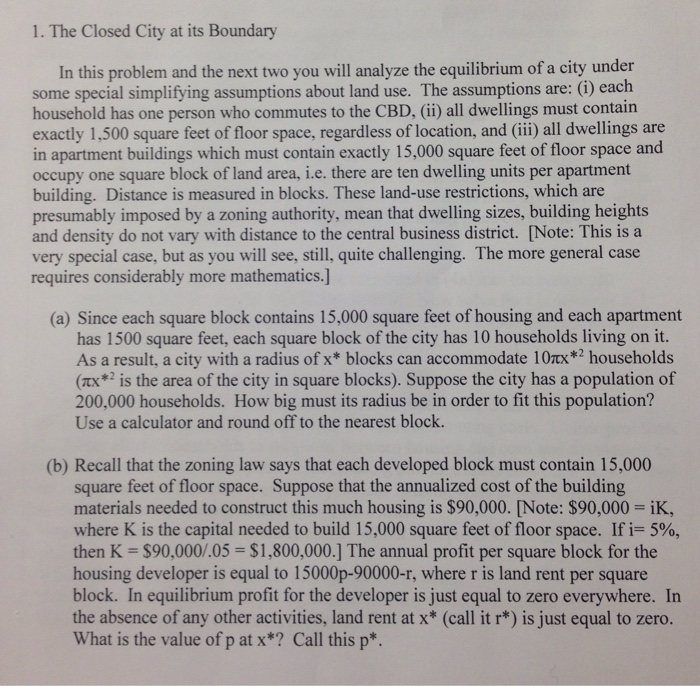 Solved The Closed City at its Boundary In this problem and | Chegg.com