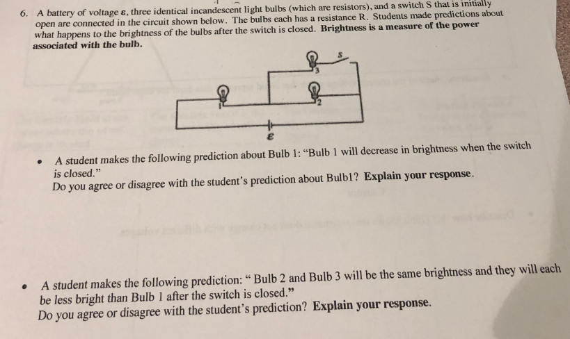 Solved voltage , three identical incandescent light bulbs | Chegg.com