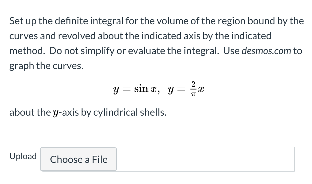 Solved Set up the definite integral for the volume of the | Chegg.com