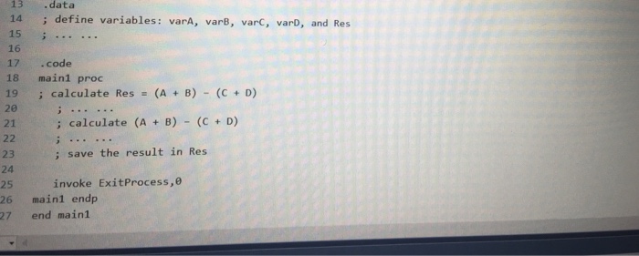 Solved Do it in assembly language .data: define variables: | Chegg.com