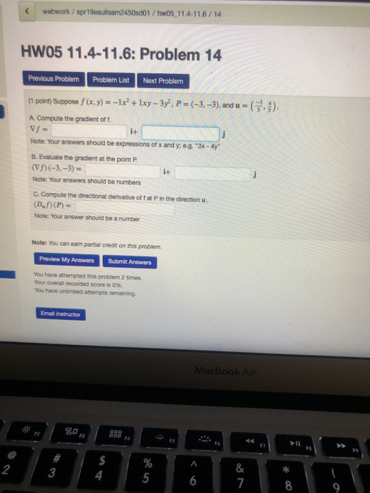 Solved webwork/spr19eaulisam2450sdo1 /hwos 11.4-11.6/14 HW05 | Chegg.com