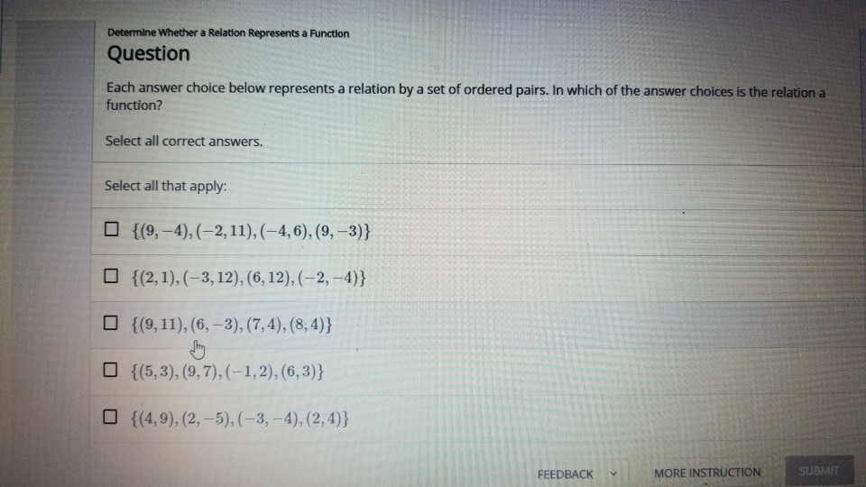Solved Determine Whether A Relation Represents A Function 4531