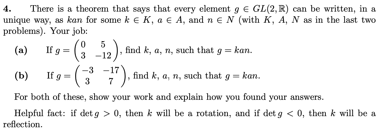 4. There is a theorem that says that every element | Chegg.com