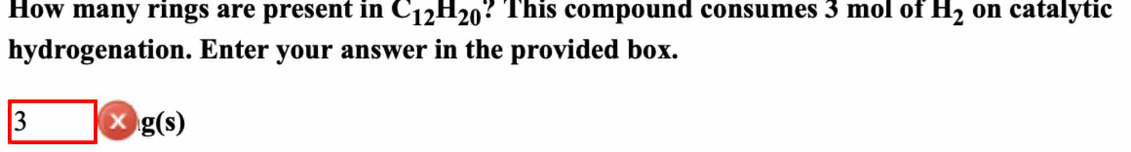 Solved How many rings are present in C12H20 ? ﻿This compound | Chegg.com