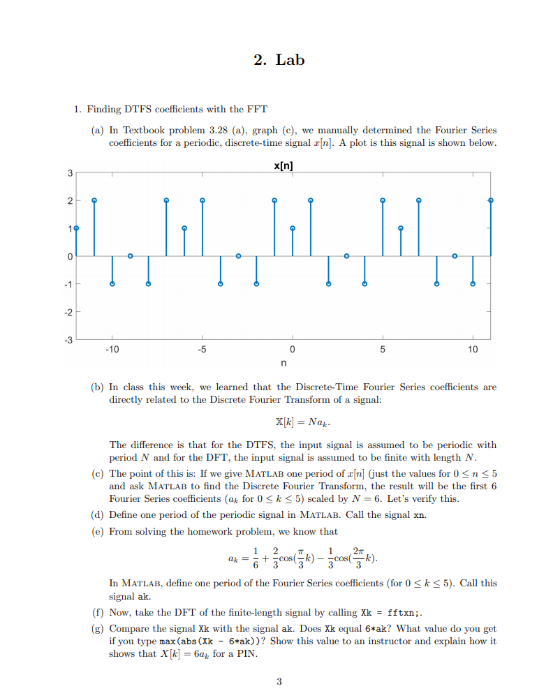 Solved 2. Lab 1. Finding DTFS coefficients with the FFT (a) | Chegg.com