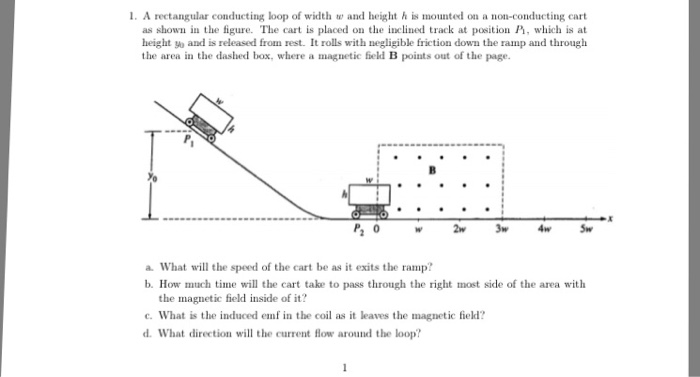 Solved A rectangular conducting loop of width w and height h | Chegg.com