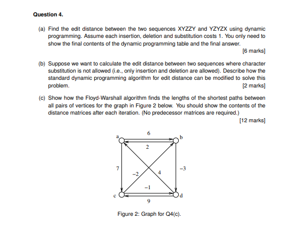 Solved Question 4. (a) Find the edit distance between the | Chegg.com
