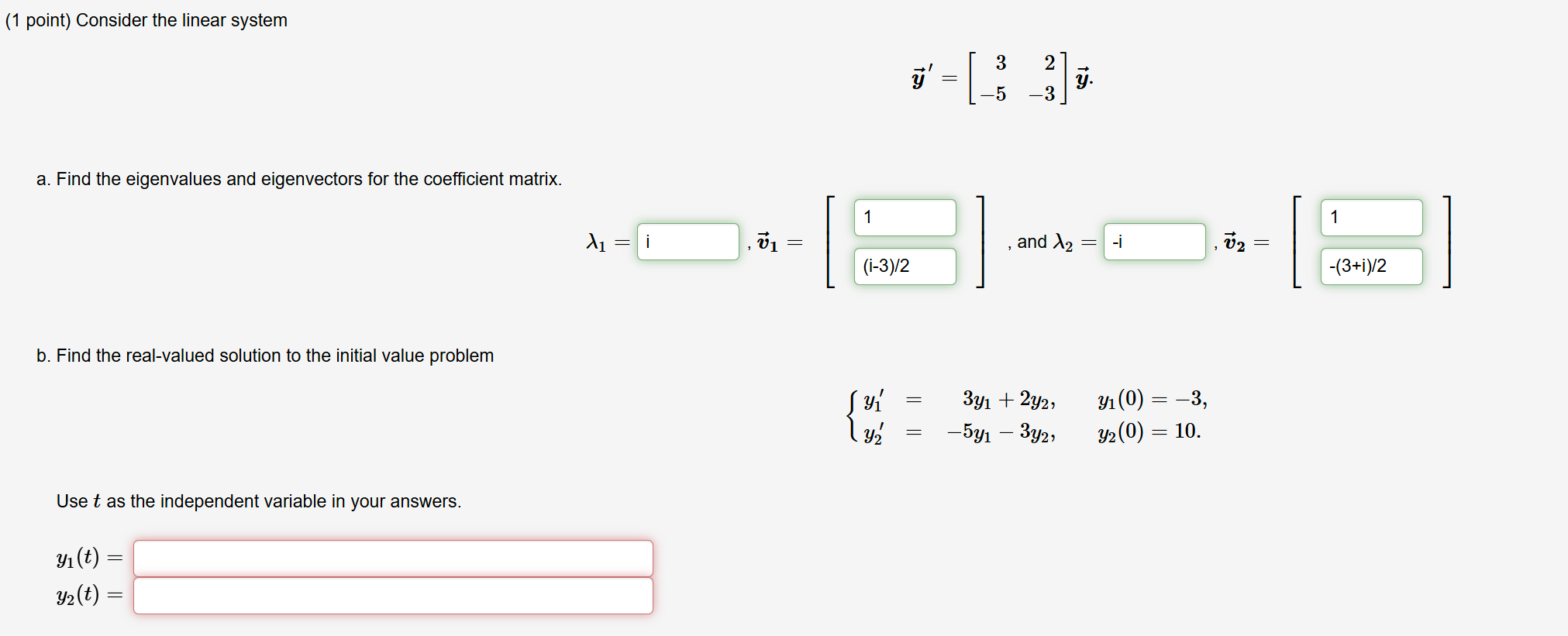 Solved (1 ﻿point) ﻿Consider the linear | Chegg.com