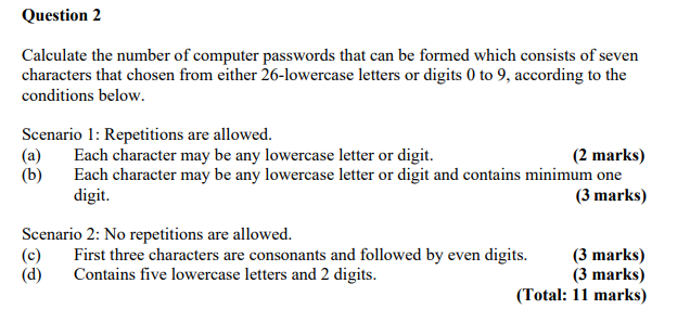Solved Calculate the number of computer passwords that can | Chegg.com