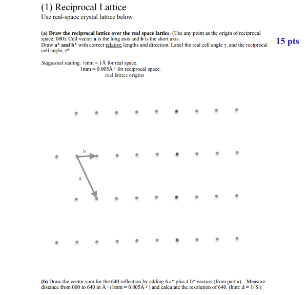 Solved 1 Reciprocal Lattice Use Real Space Crystal Lattice