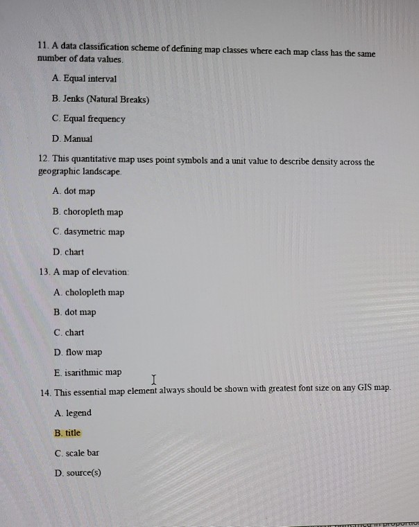 Solved 11. A data classification scheme of defining map | Chegg.com