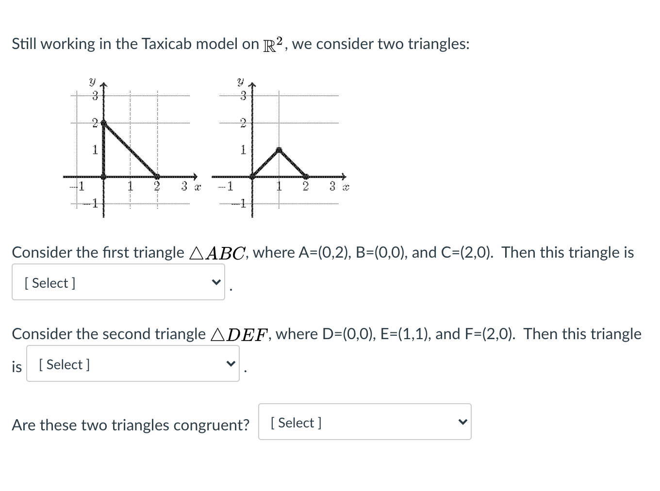 Solved Still working in the Taxicab model on R2, we consider | Chegg.com