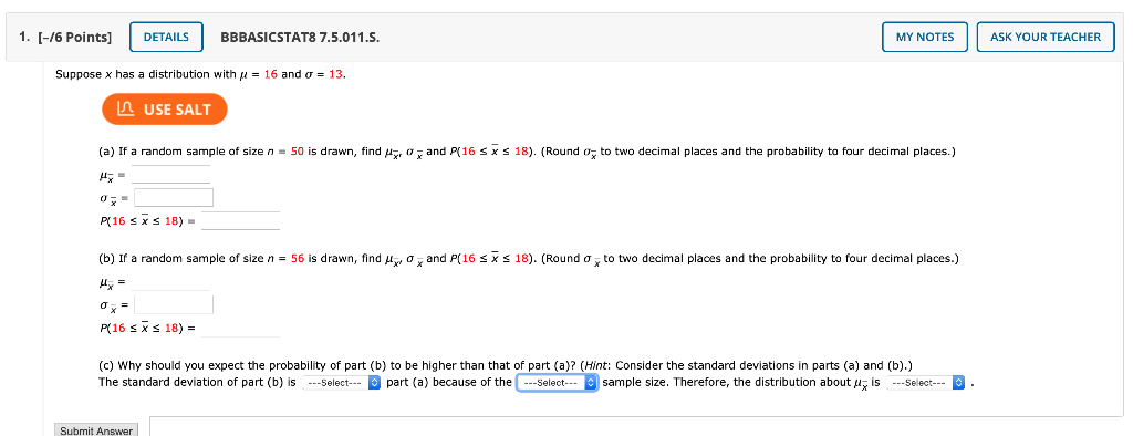 Solved 1. [-16 Points] DETAILS BBBASICSTAT8 7.5.011.5. MY | Chegg.com