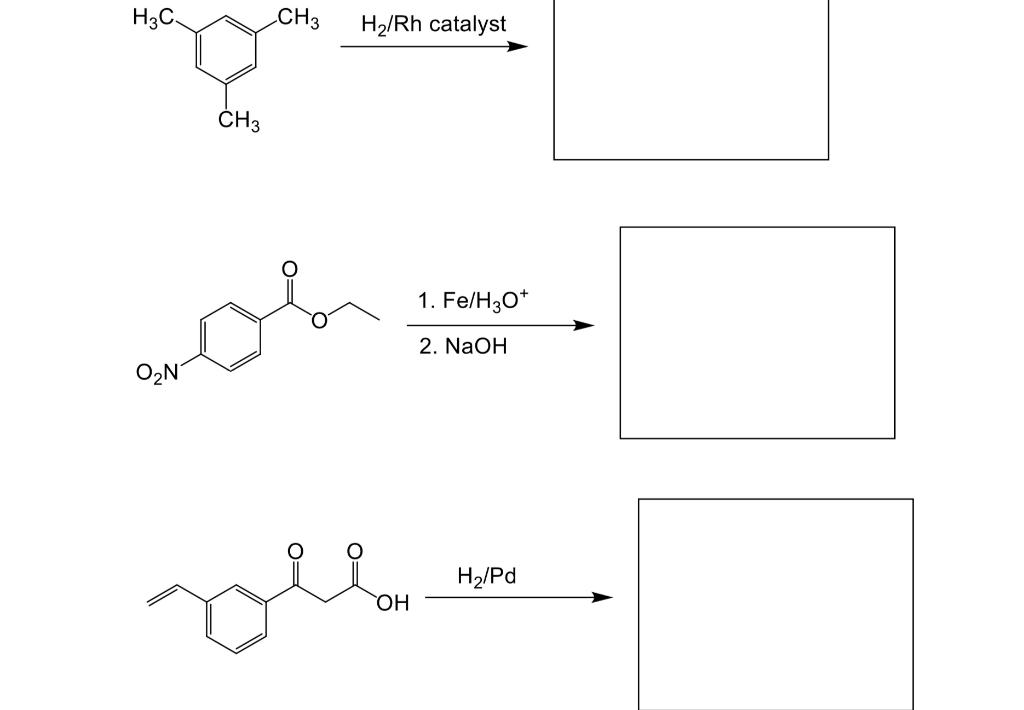Solved H3C . CH3 H2/Rh catalyst CH3 1. Fe/H30* vo 2. NaOH ON | Chegg.com