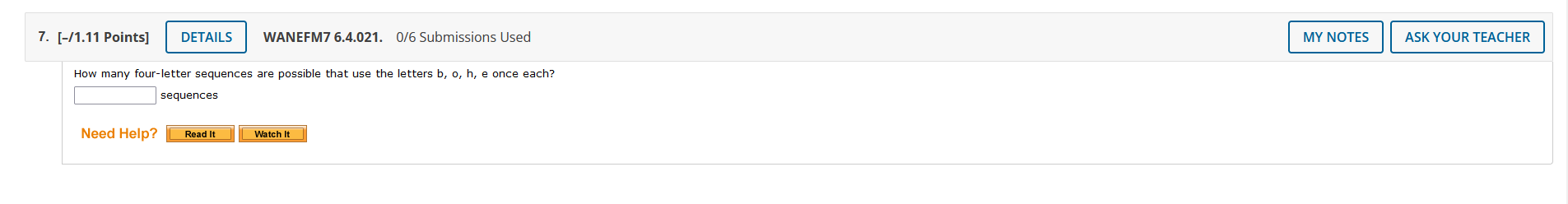 Solved How many four-letter sequences are possible that use | Chegg.com