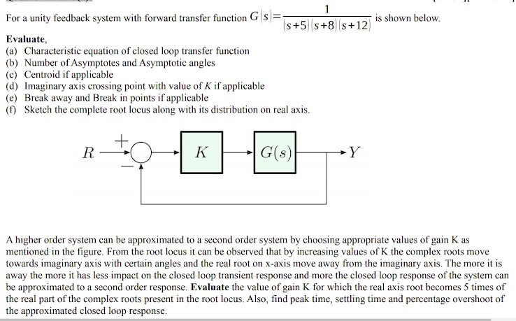 Solved For a unity feedback system with forward transfer | Chegg.com