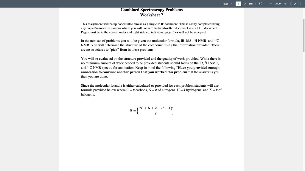 Solved Page > of 3 0 - ZOOM + Combined Spectroscopy Problems | Chegg.com