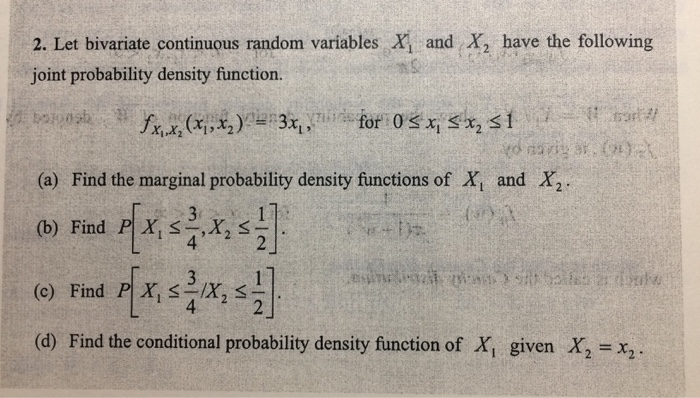 Solved Let bivariate continuous random variables X1 and X2 | Chegg.com