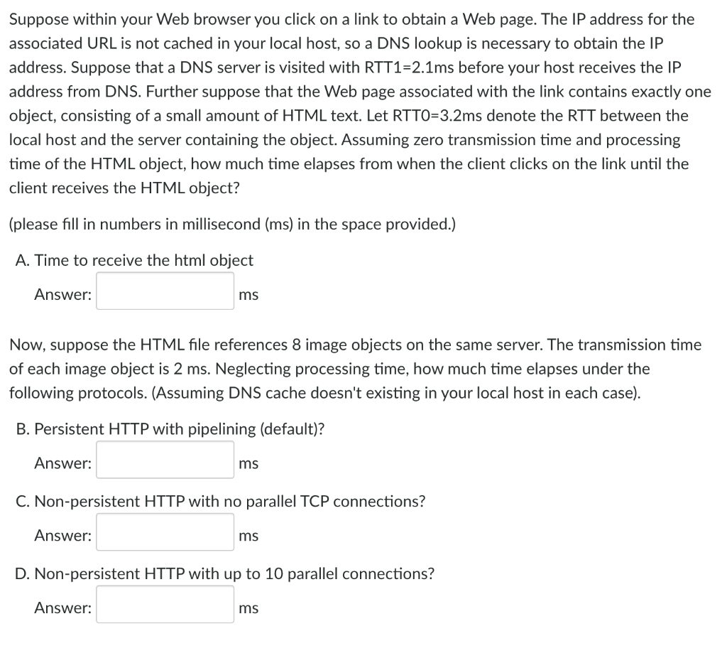 Solved Suppose within your web browser you click on a link | Chegg.com