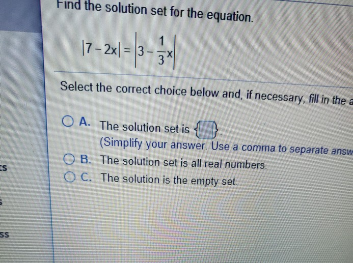 Solved Find the solution set for the equation. 1-2-p-31 7-2x | Chegg.com
