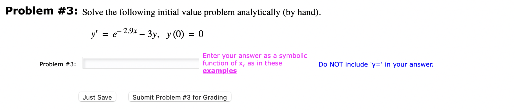 Solved Problem 3 Solve The Following Initial Value Problem 7356