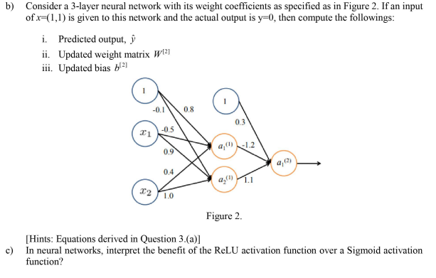 Solved b) Consider a 3-layer neural network with its weight | Chegg.com