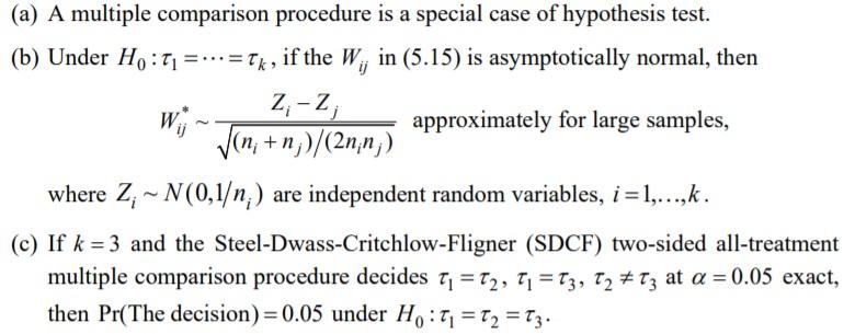 (a) A multiple comparison procedure is a special case | Chegg.com