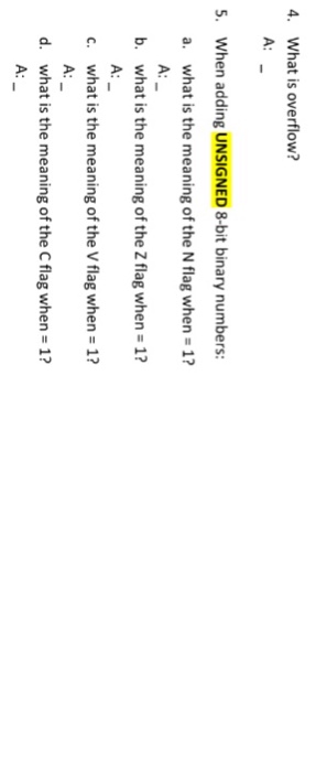 Solved What is overflow? A:_ When adding UNSIGNED 8-bit | Chegg.com