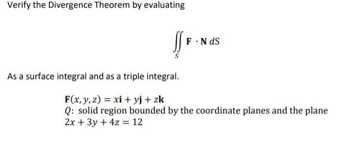 Solved Verify the Divergence Theorem by evaluating F N dS As | Chegg.com