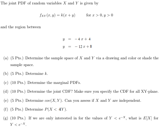 Solved The joint PDF of random variables X and Y is given by | Chegg.com
