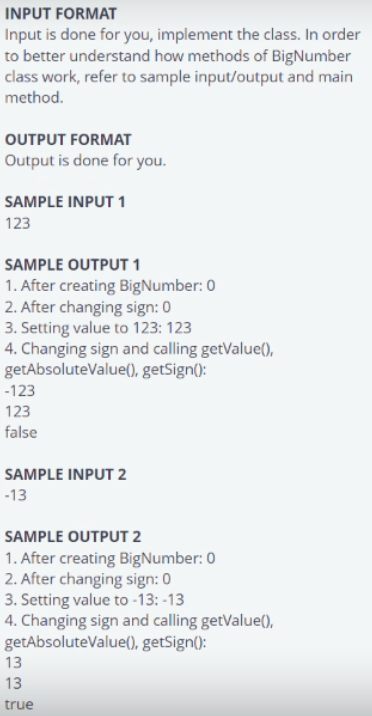 Solved 1. BigNumber class PROBLEM STATEMENT Write a class | Chegg.com