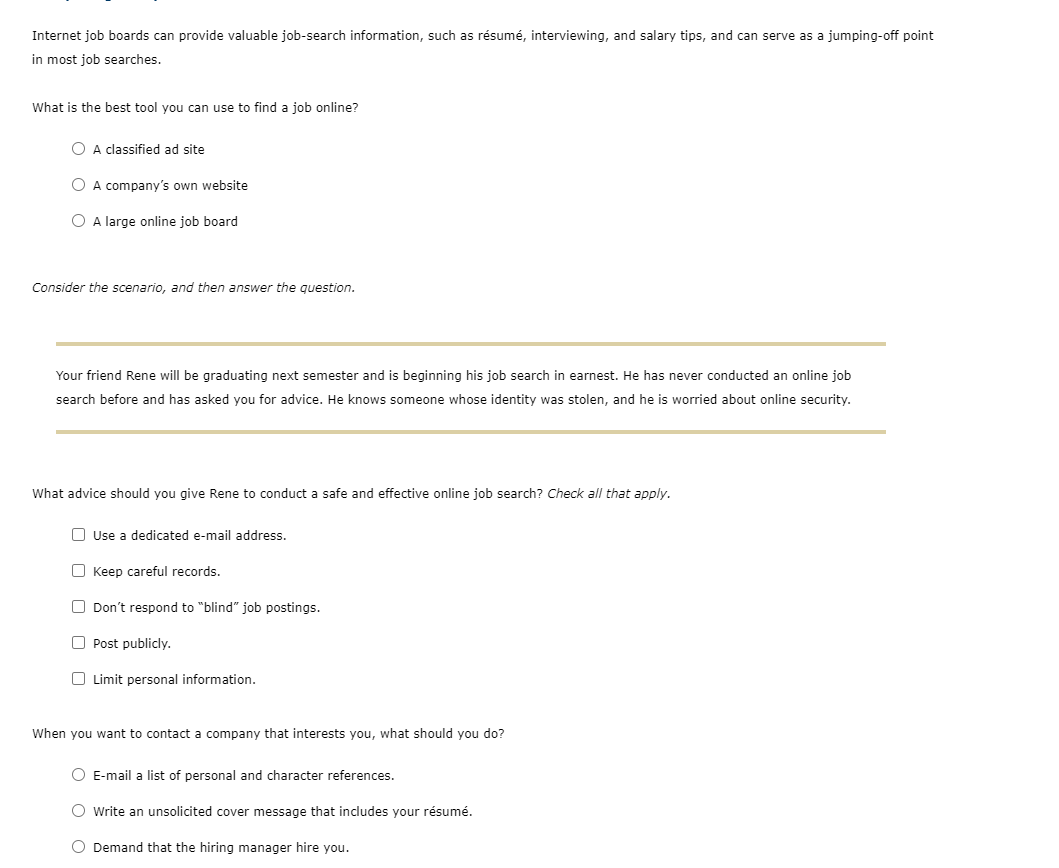 Solved Internet job boards can provide valuable job-search | Chegg.com