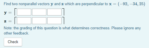 Solved Find two nonparallel vectors y and z which are | Chegg.com