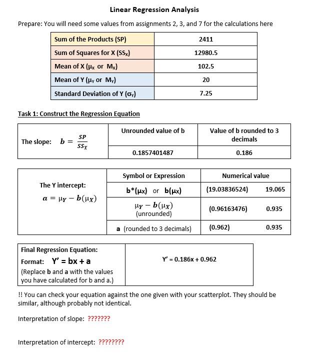 Solved Linear Regression Analysis Prepare: You will need | Chegg.com