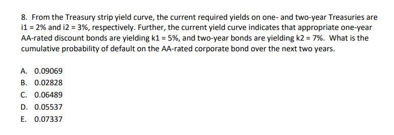 Solved 8. From the Treasury strip yield curve, the current | Chegg.com