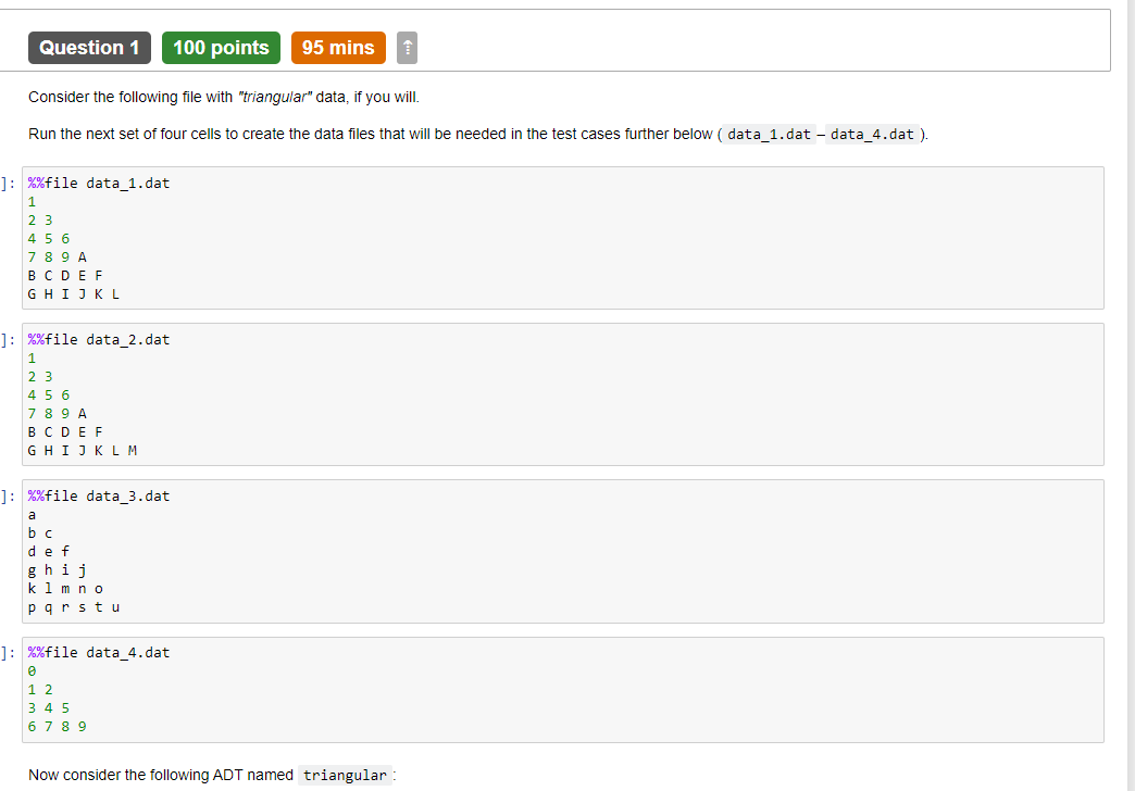 Question 1 100 points 95 mins Consider the following | Chegg.com