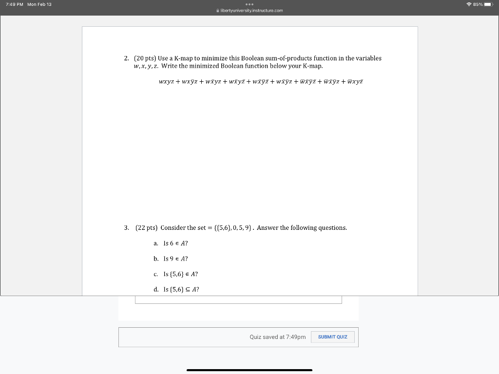 Solved 2. (20 pts) Use a K-map to minimize this Boolean | Chegg.com Solved 2. (20 pts) Use a K-map to minimize this Boolean | Chegg.com
