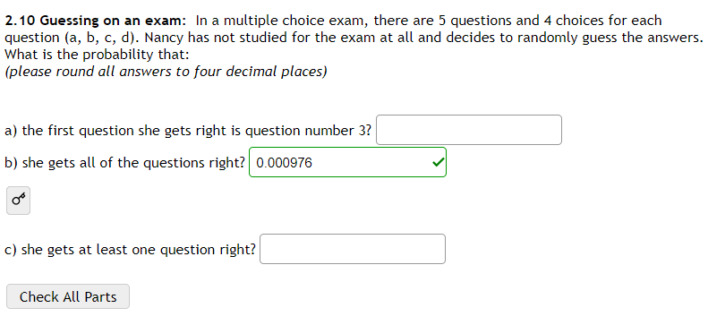 Solved 2. 10 Guessing on an exam: In a multiple choice exam, | Chegg.com