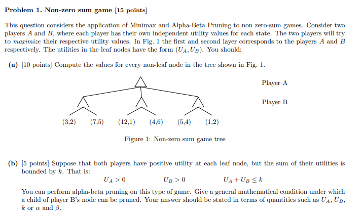Solved Problem 1. Non-zero sum game (15 points] This | Chegg.com