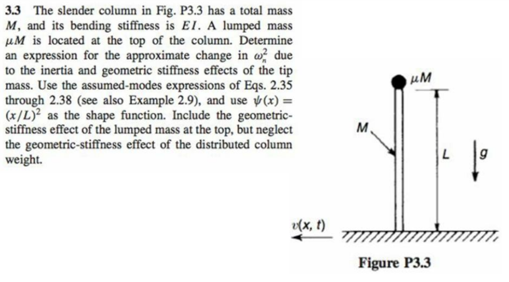 3.3 The slender column in Fig. P3.3 has a total mass | Chegg.com