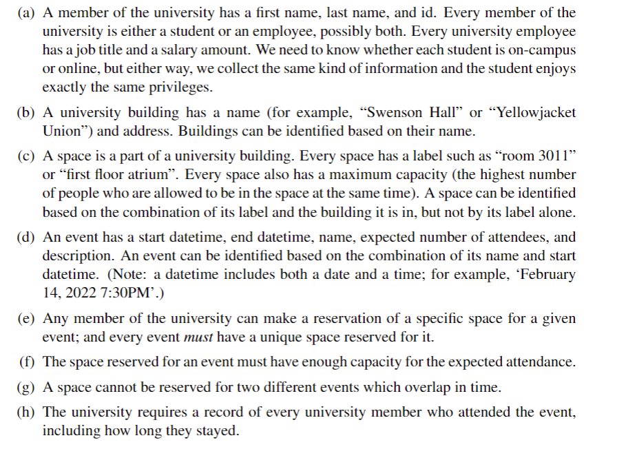 Solved 6. The following requirements describe a reservation | Chegg.com