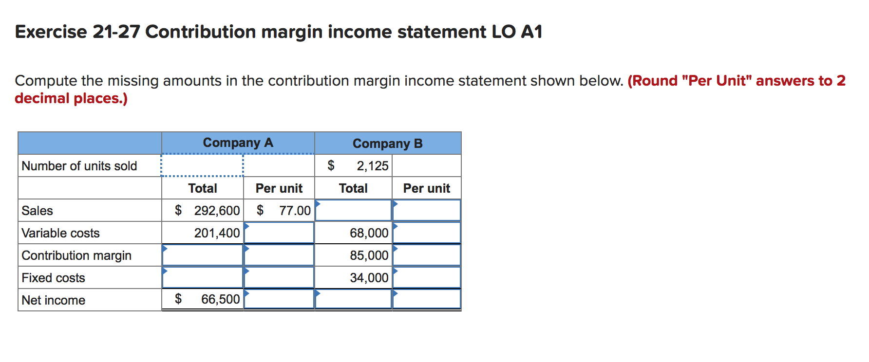 Solved Exercise 21-27 Contribution margin income statement | Chegg.com