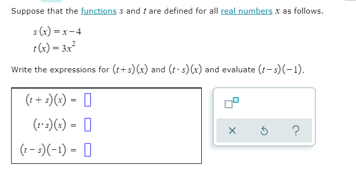 Solved Suppose that the functions s and t are defined for | Chegg.com