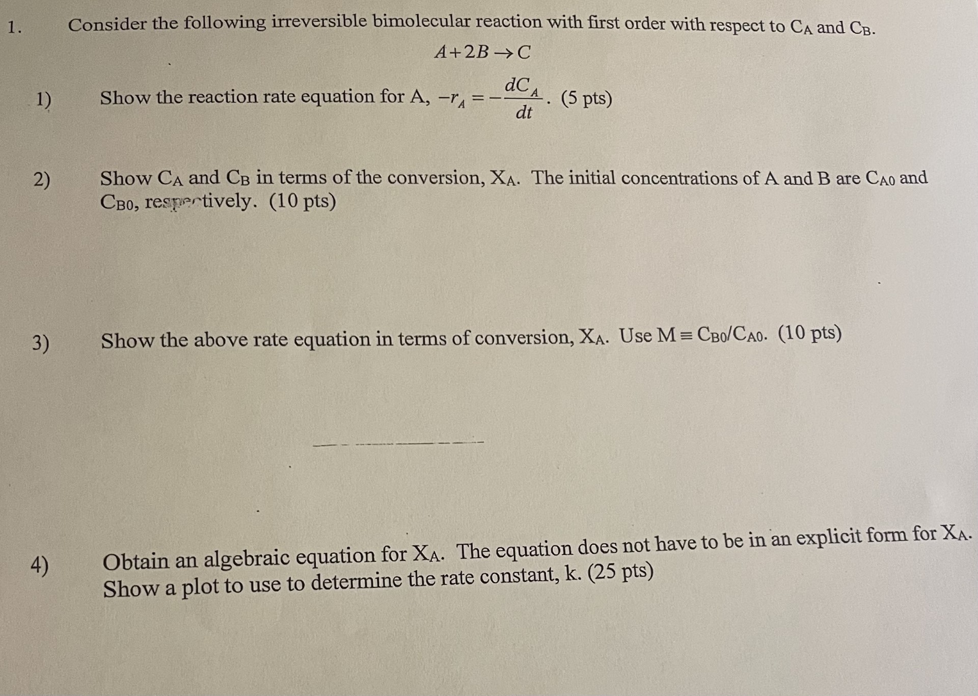 A+2B→C 1) Show the reaction rate equation for | Chegg.com