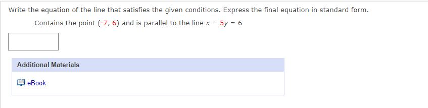 Solved Write the equation of the line that satisfies the | Chegg.com