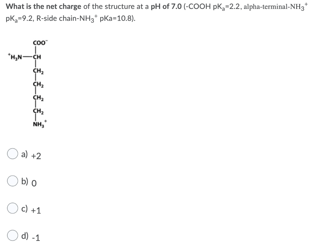 Solved + What is the net charge of the structure at a pH of | Chegg.com