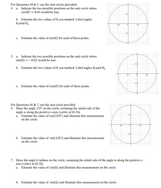 Solved For Questions #4 ﻿& 5, ﻿use the unit circles | Chegg.com