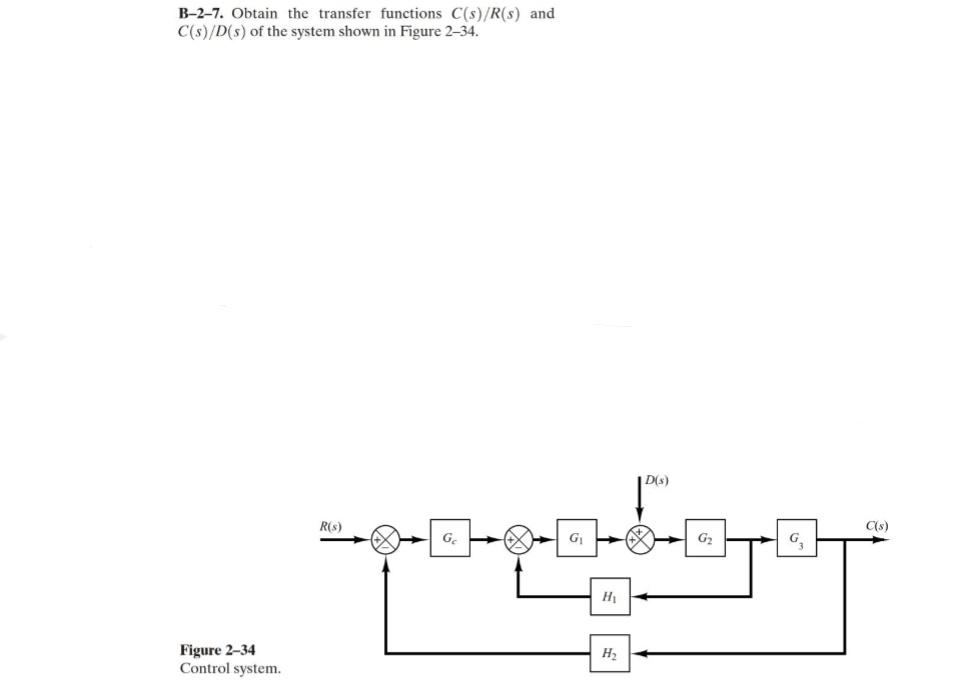Solved B-2-7. Obtain the transfer functions C(s)/R(s) and | Chegg.com